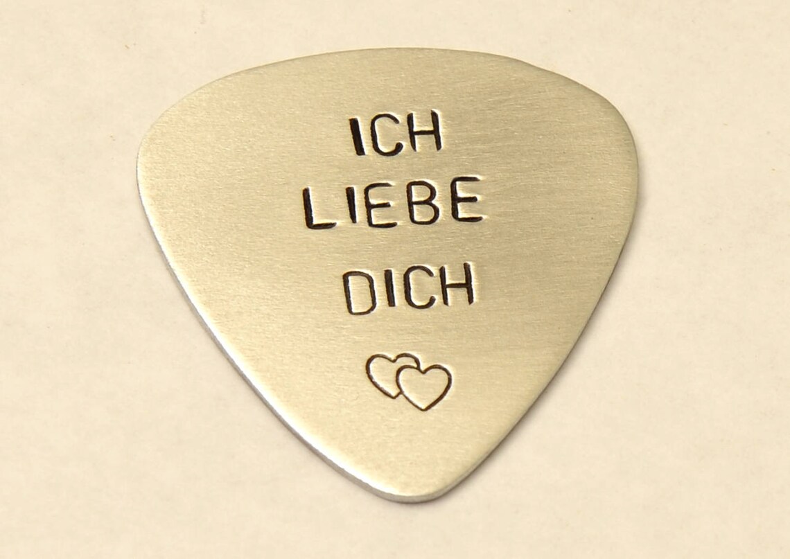 Silver Guitar Pick Ich Liebe Dich Handmade - I Love You in German - Etsy