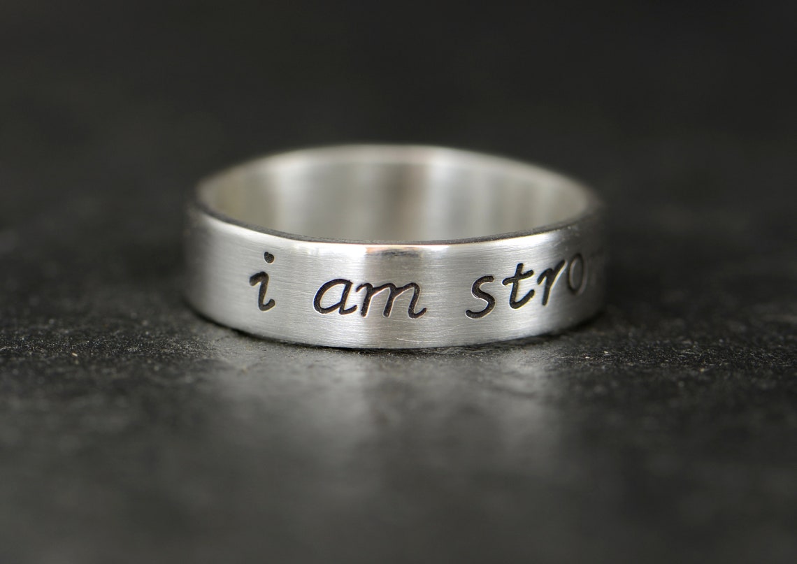 Sterling silver ring with i am strong customizable make it | Etsy