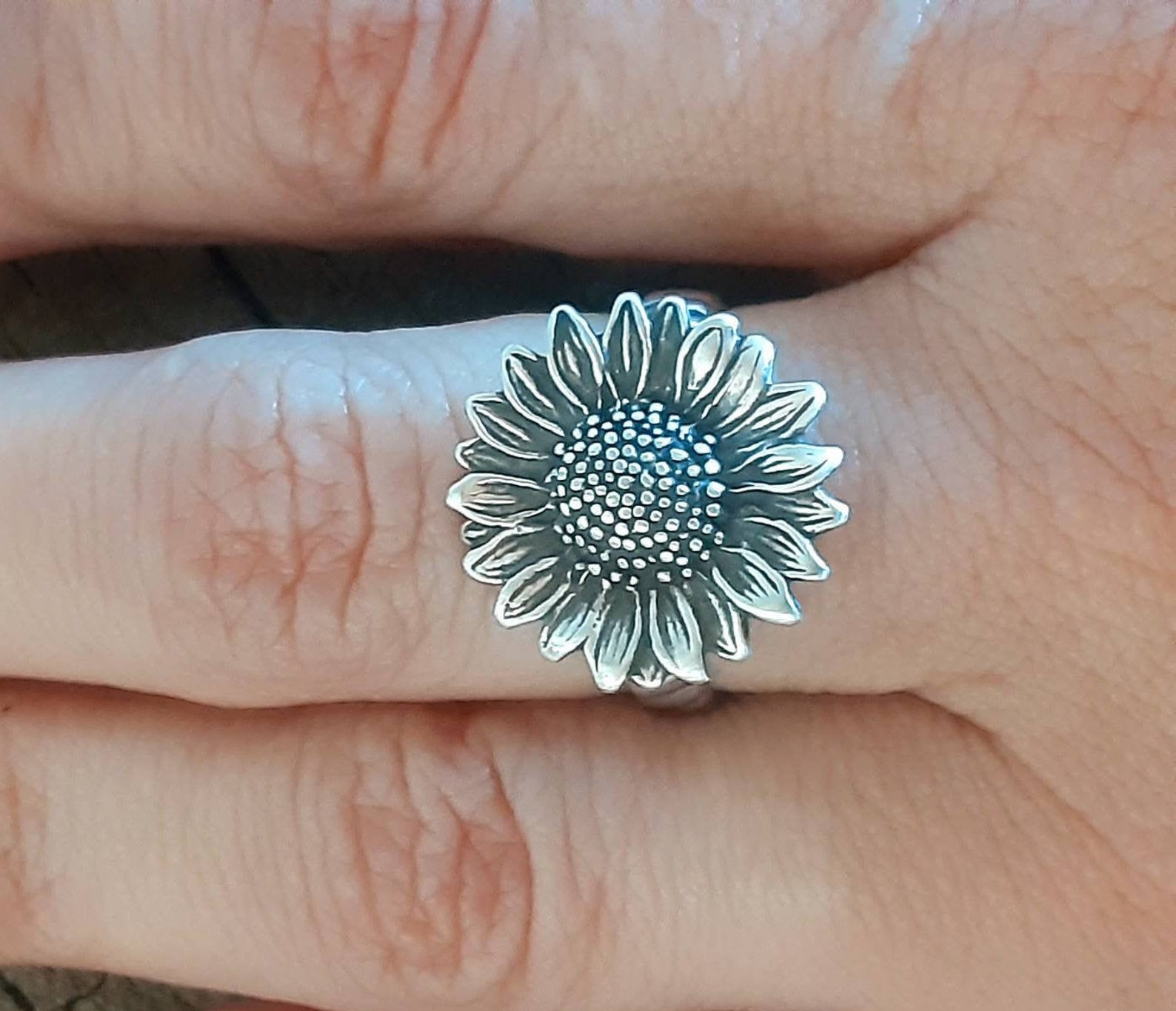 Sterling Silver Sunflower Ring - Etsy