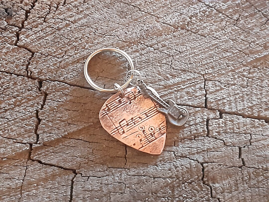 Sheet Music Copper Guitar Pick With Song Notes on a Keyring - Playable ...