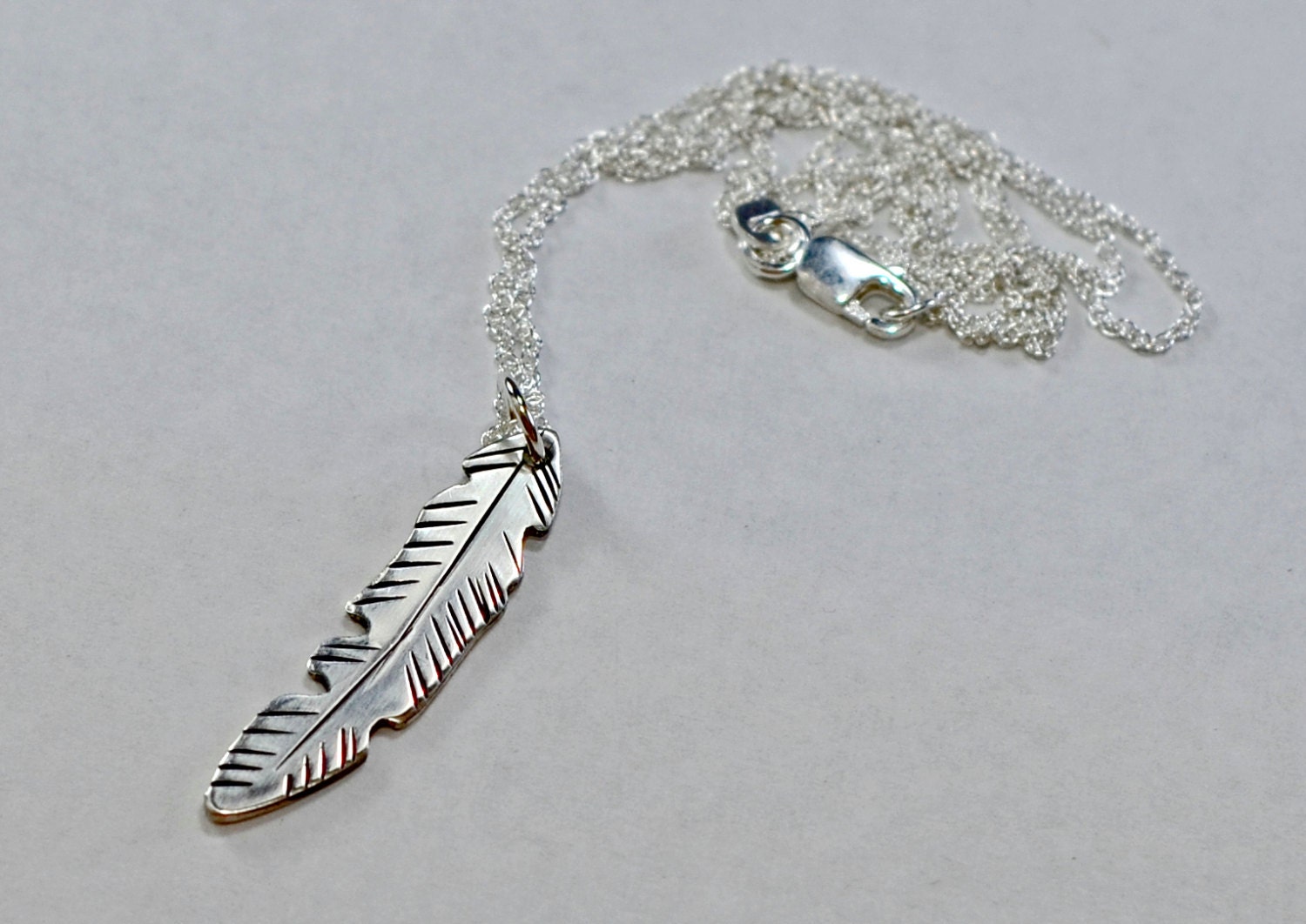 Dainty Feather Necklace in Solid 925 Sterling Silver - Etsy