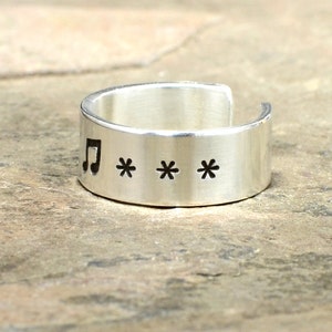 Sterling Silver Musical Toe Ring Hand Stamped With Music Notes - Solid ...