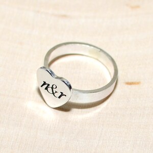 Personalized Heart Ring With Custom Band and Engraved Silver Heart ...