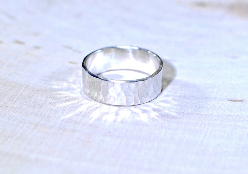 Hammered Sterling Silver Ring Handmade to Blend Bright Sparkle - Etsy