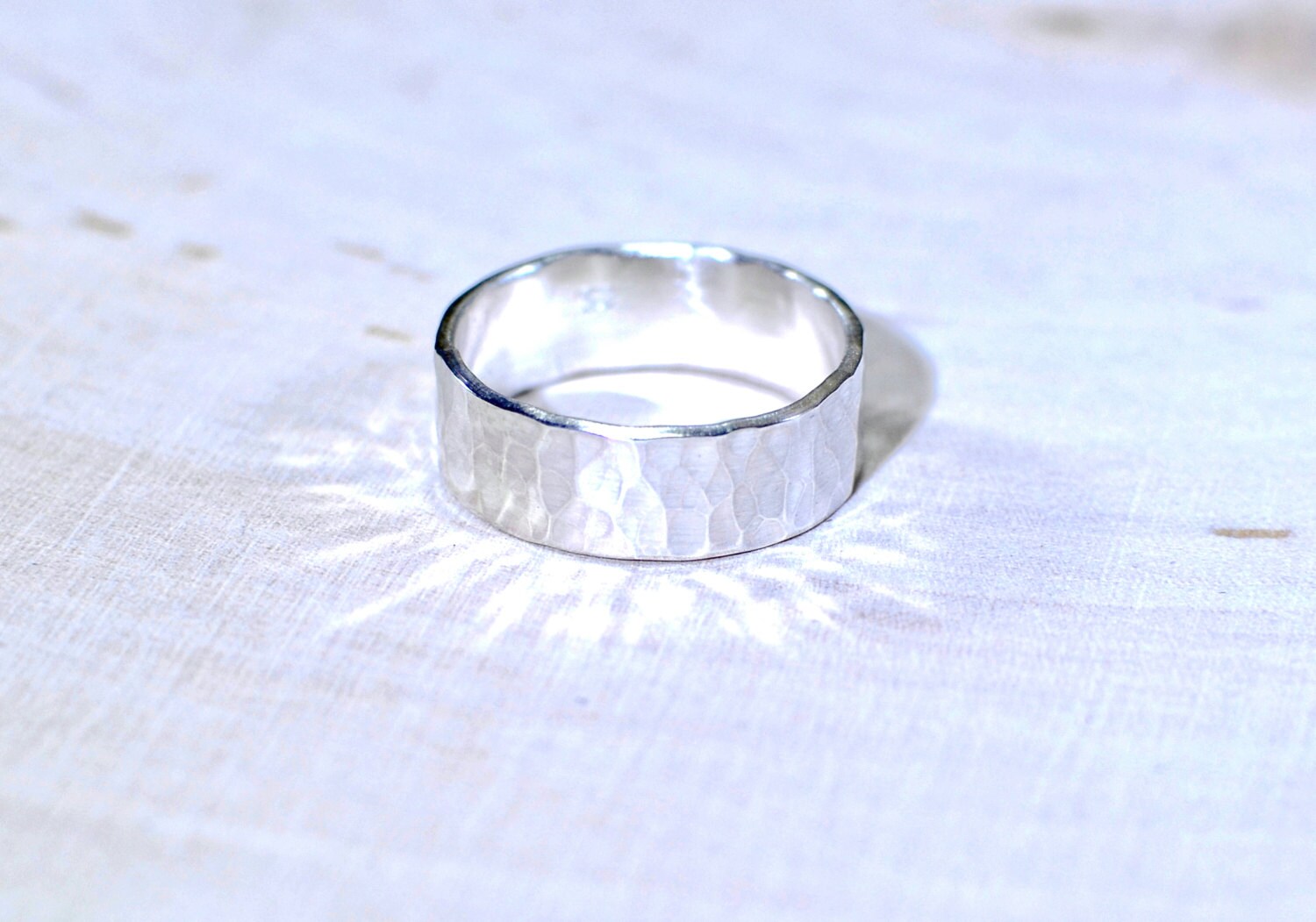 Hammered Sterling Silver Ring Handmade to Blend Bright Sparkle and ...
