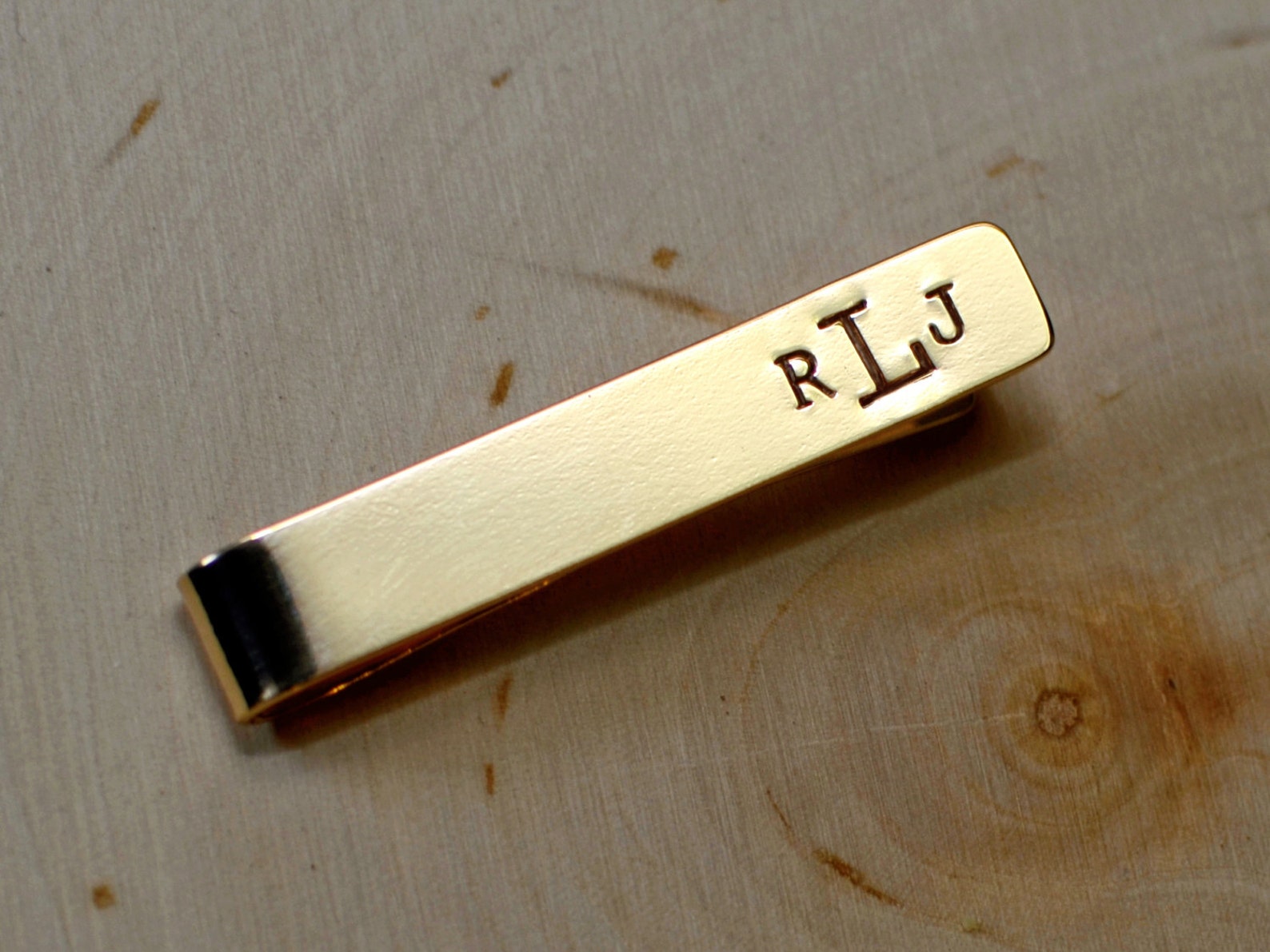 Bronze Tie Clip With Personalized Monogram in Classic Wide Style - Etsy