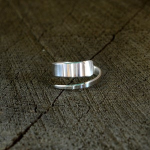 Polished Sterling Silver Tapered Wrap Ring – 925 Bypass Style Ring ...