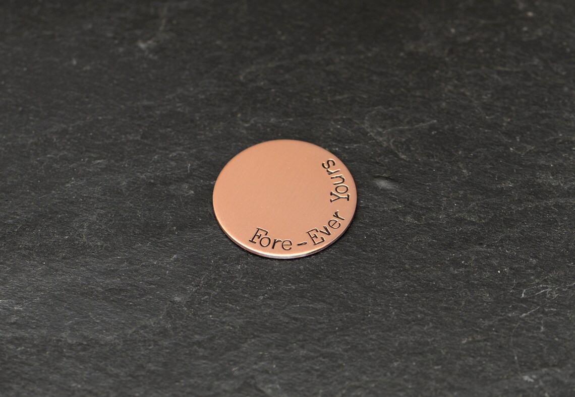 Copper Golf Ball Marker With Pun -- Fore-ever Yours - Non Magnetic ...