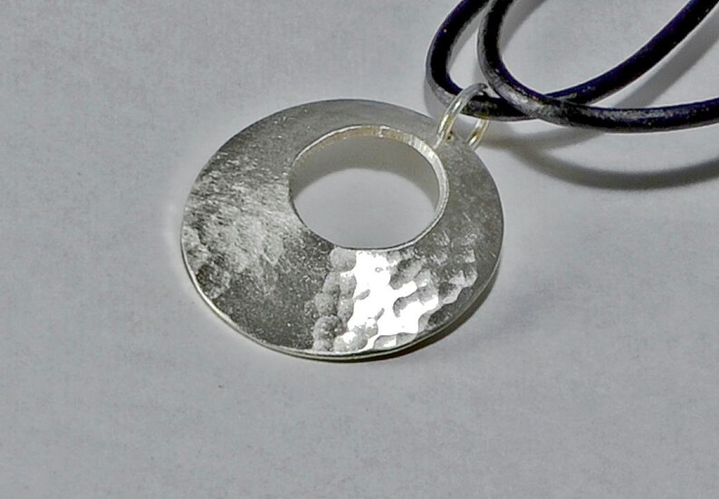 Hammered Sterling Silver Disc Necklace Handmade with Window | Etsy