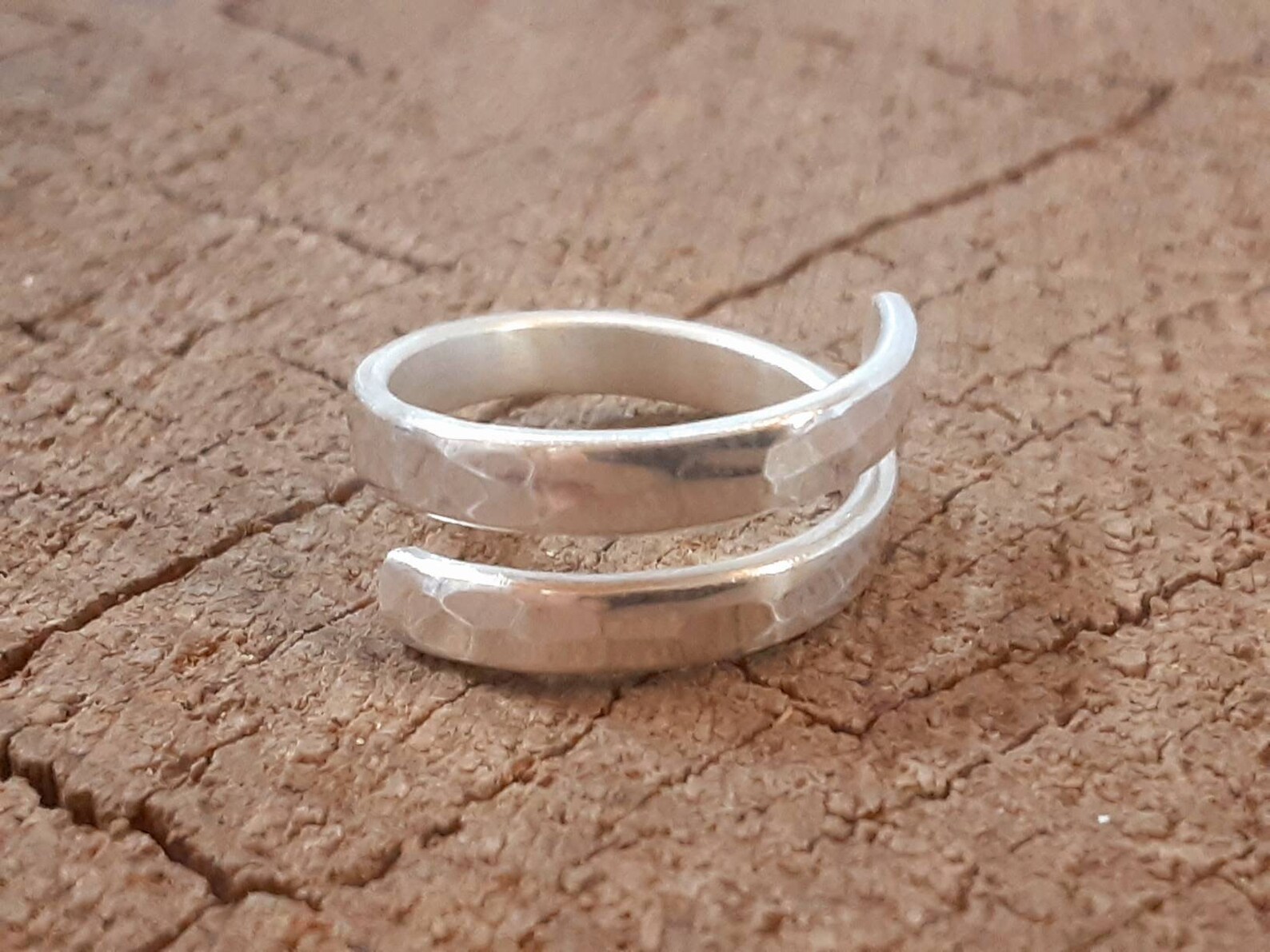 Sterling Silver Bypass Ring Sparkley Hammered Texture and - Etsy