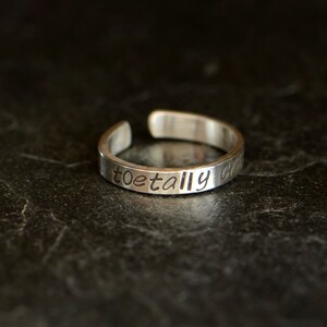 Dainty Sterling Silver Toetally Crazy Toe Ring - Pun and Funny Toe Ring ...