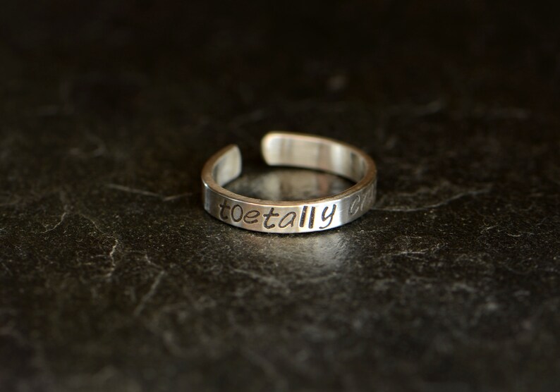 Dainty Sterling Silver Toetally Crazy Toe Ring - Pun and Funny Toe Ring ...