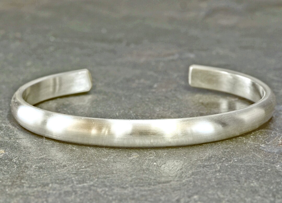 Brushed Sterling Silver Cuff Bracelet – Half Round Design - Etsy