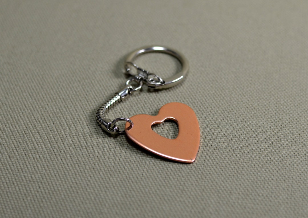 Copper Keyring Heart Heart Shaped Keychain Personalize Me - Etsy