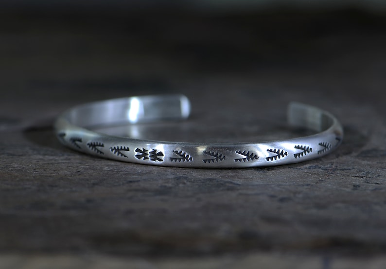 Sterling Silver Half Round Cuff Bracelet With Southwestern Pattern ...