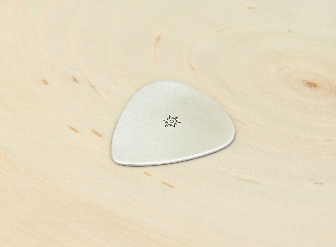 Guitar Pick Handmade From Aluminum With Shinning Sun Design - Etsy