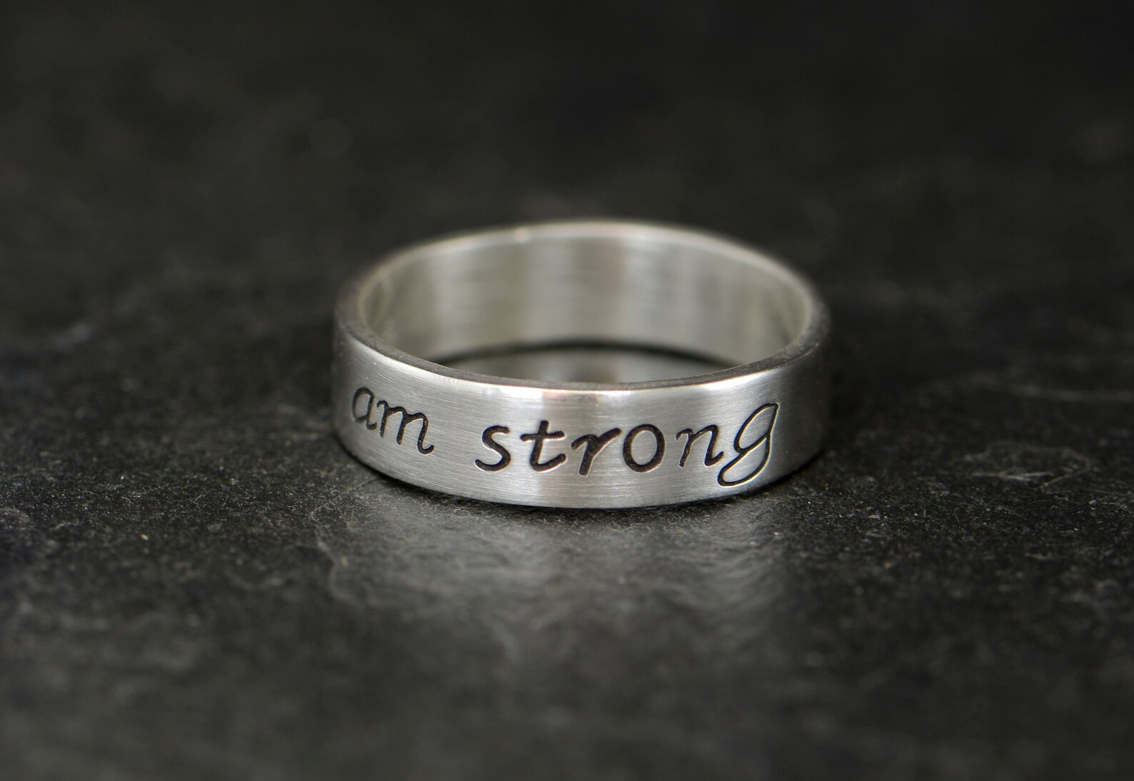 Sterling silver ring with i am strong customizable make it | Etsy