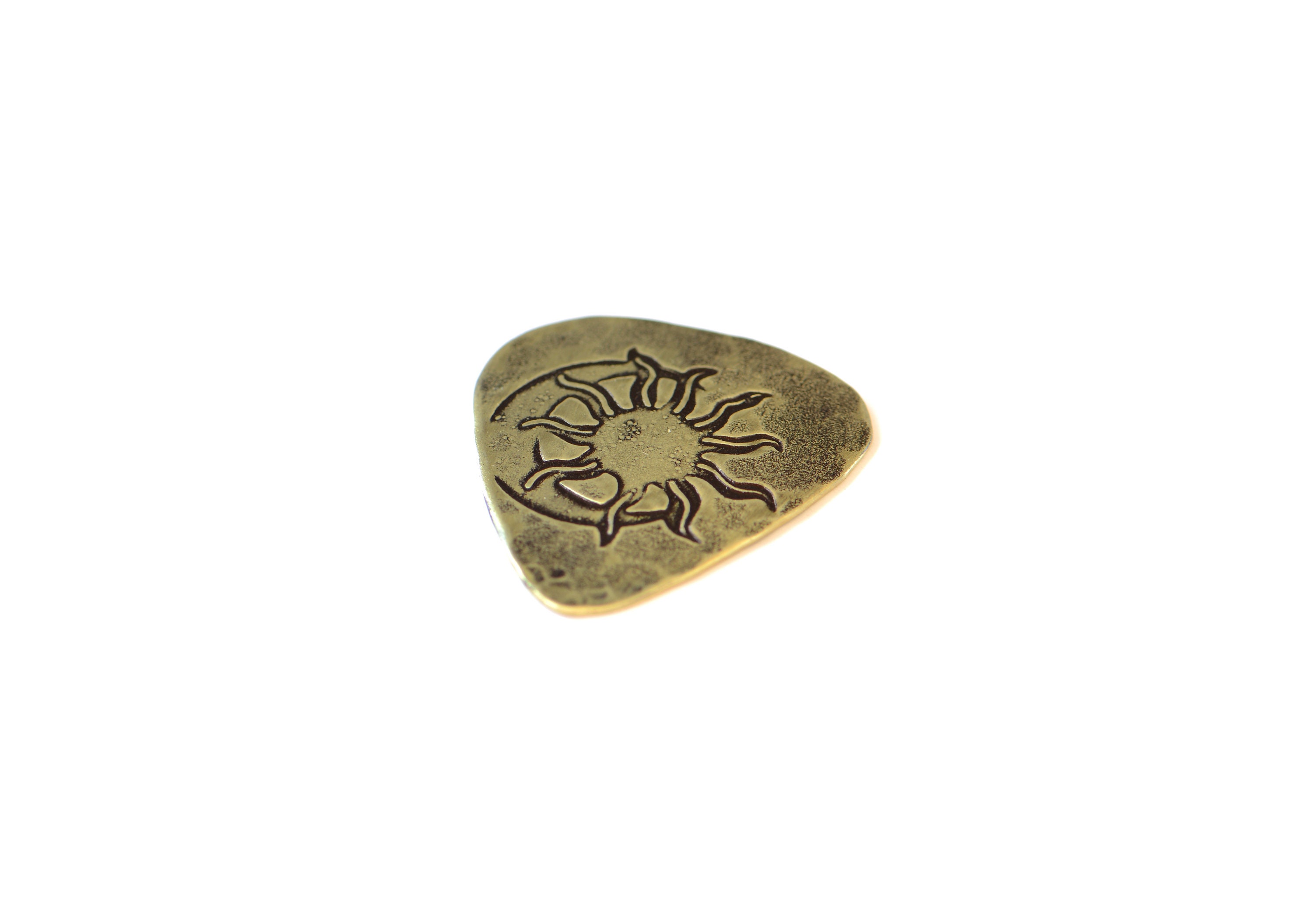 Brass Guitar Pick With Sun and Moon - Playable - Nicispicks - Etsy