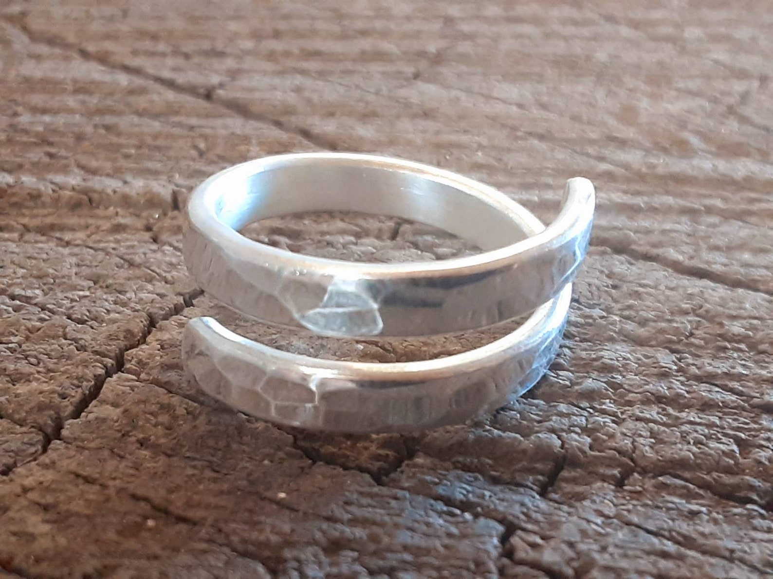 Sterling Silver Bypass Ring Sparkley Hammered Texture and - Etsy