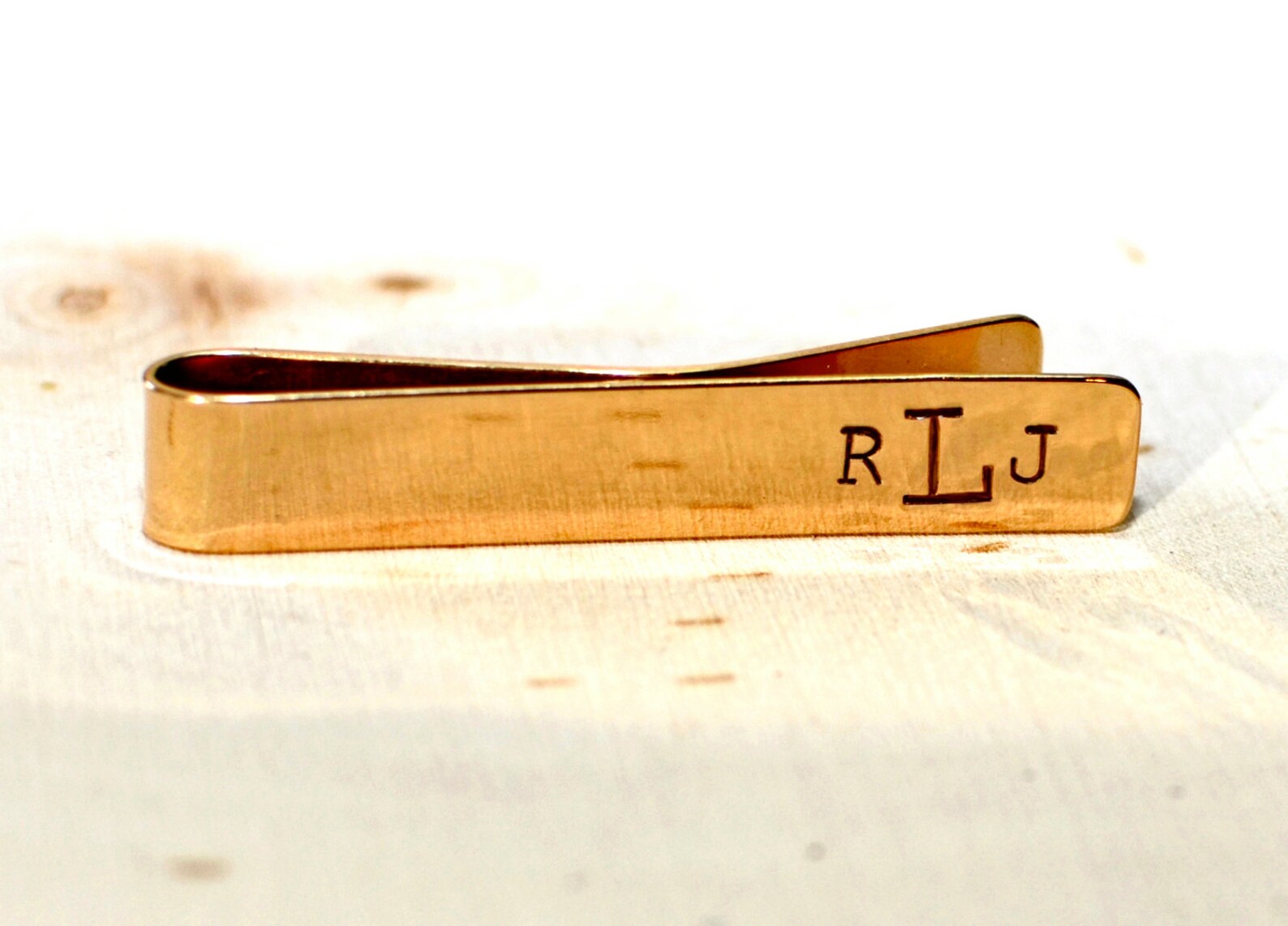 Bronze Tie Clip with Personalized Monogram in Classic Wide | Etsy