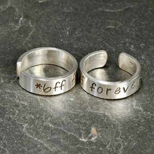 Best Friends Forever Sterling Silver Adjustable Friendship Ring Set ...
