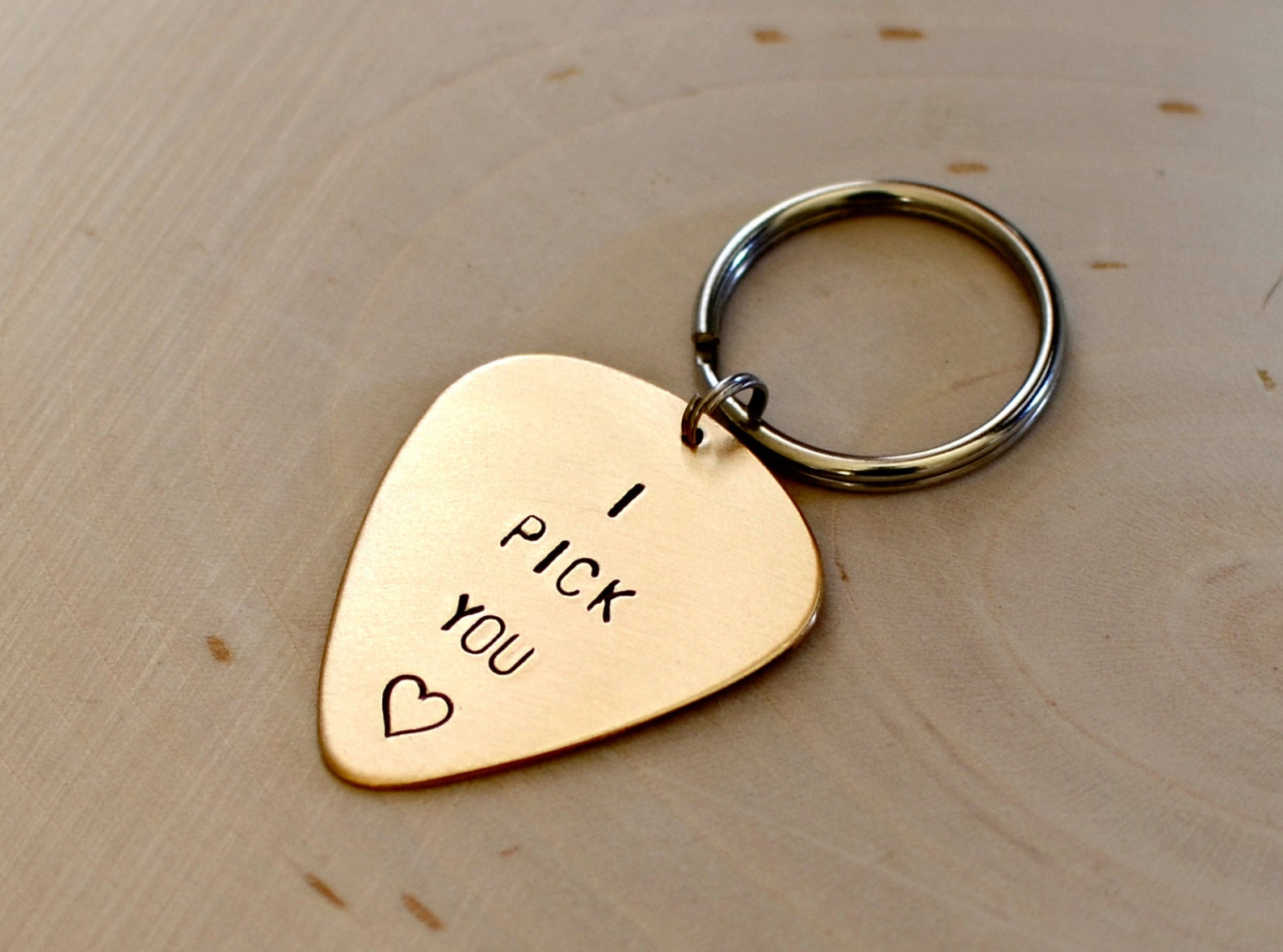 Bronze Guitar Pick Key Chain I Pick You With Love KC291 - Etsy