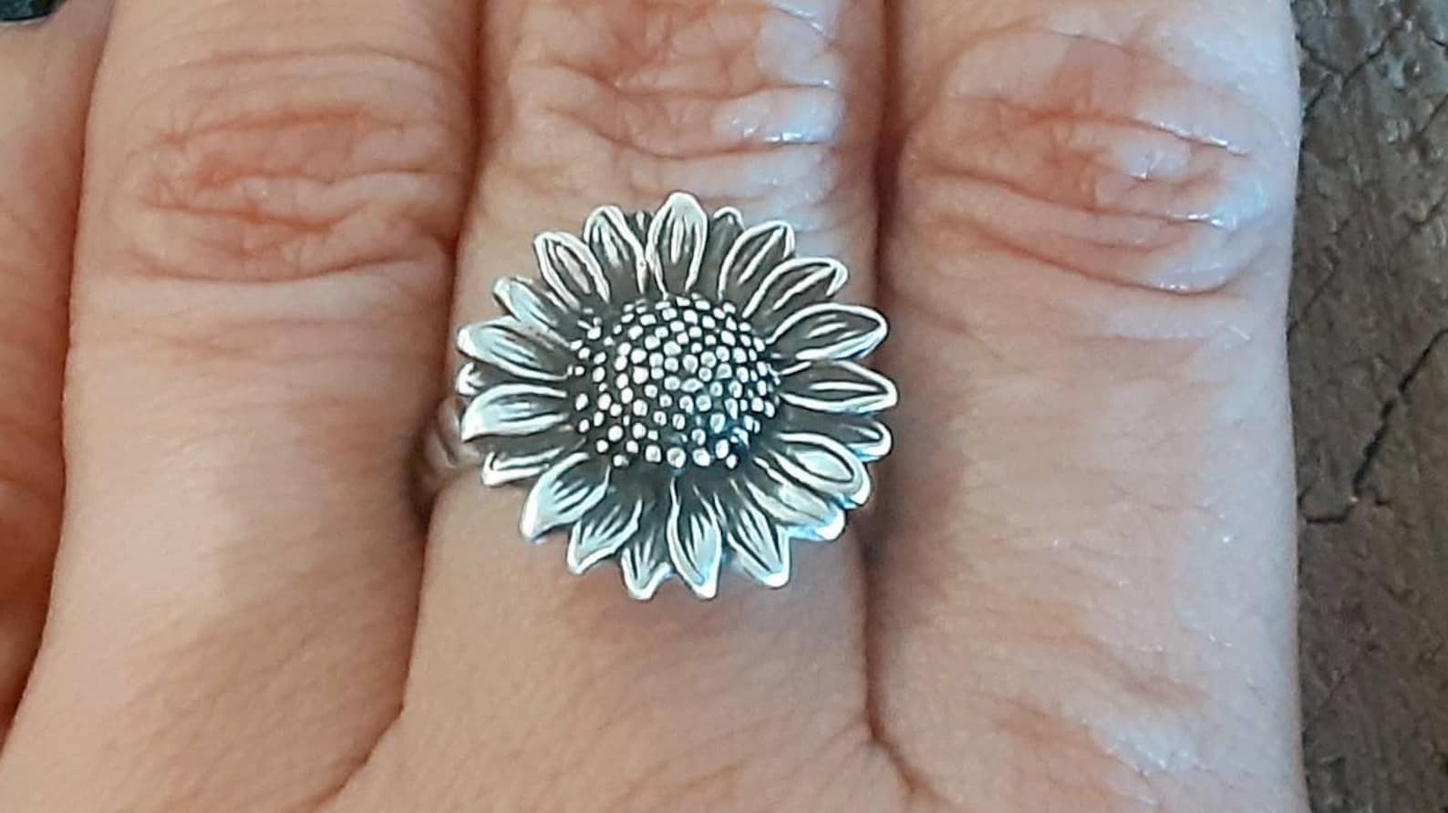 Sterling Silver Sunflower Ring - Etsy