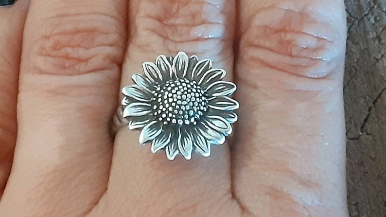 Sterling Silver Sunflower Ring - Etsy