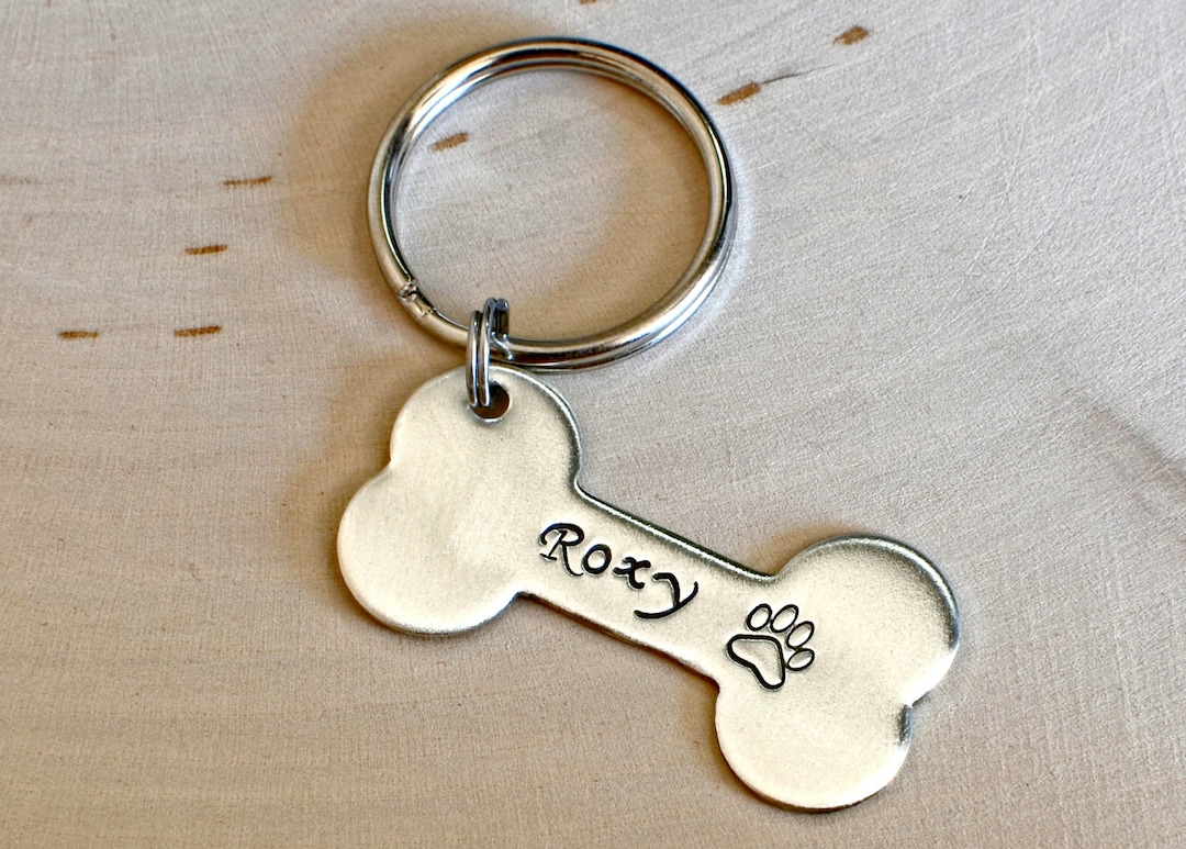 Silver Bone Shaped Dog Tag With Name and Phone Number Made From Solid ...