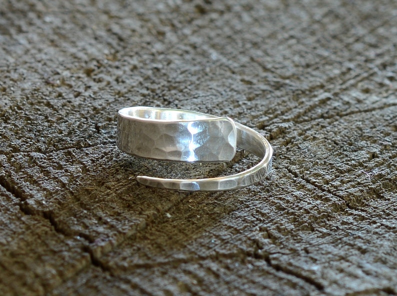 Hammered Sterling Silver Wrap Ring – 925 Bypass Style Ring - RG11201818 ...