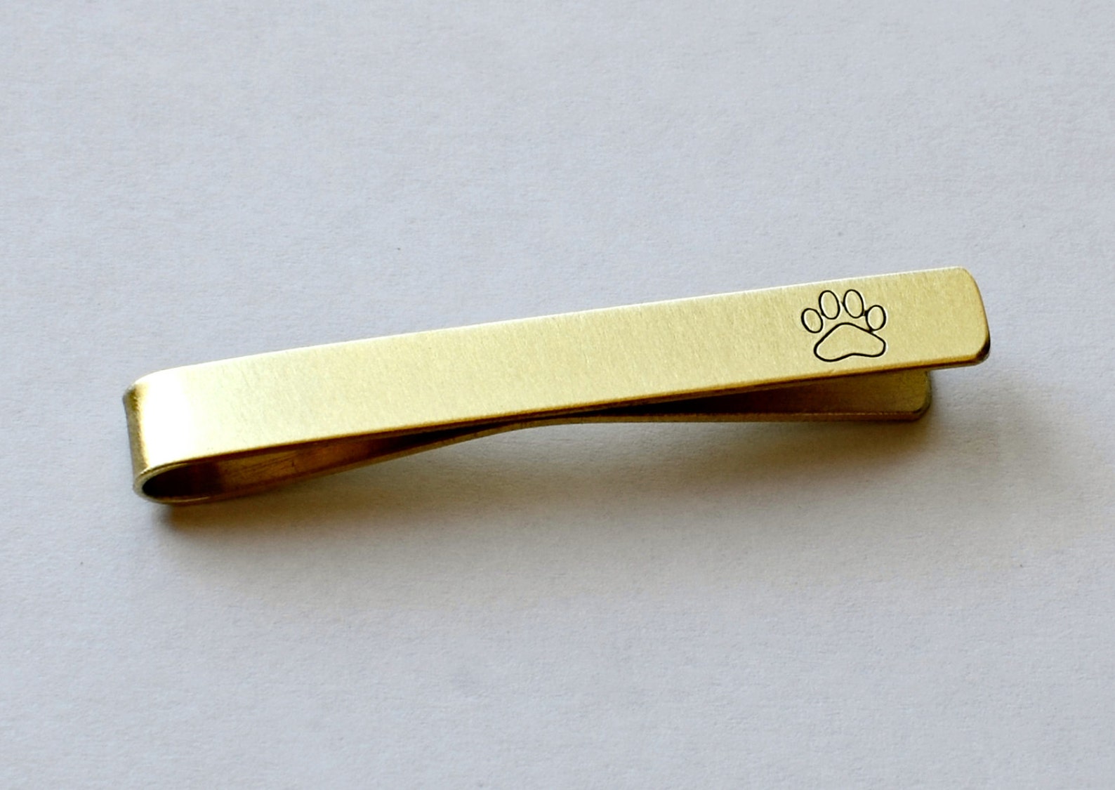 Paw Print Tie Clip Ultra Sleek in Brass to Awaken Your Wild - Etsy