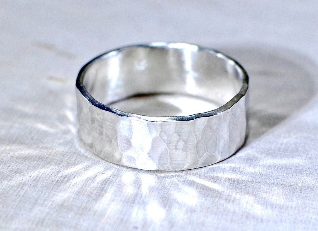 Hammered Sterling Silver Ring Handmade to Blend Bright Sparkle and ...