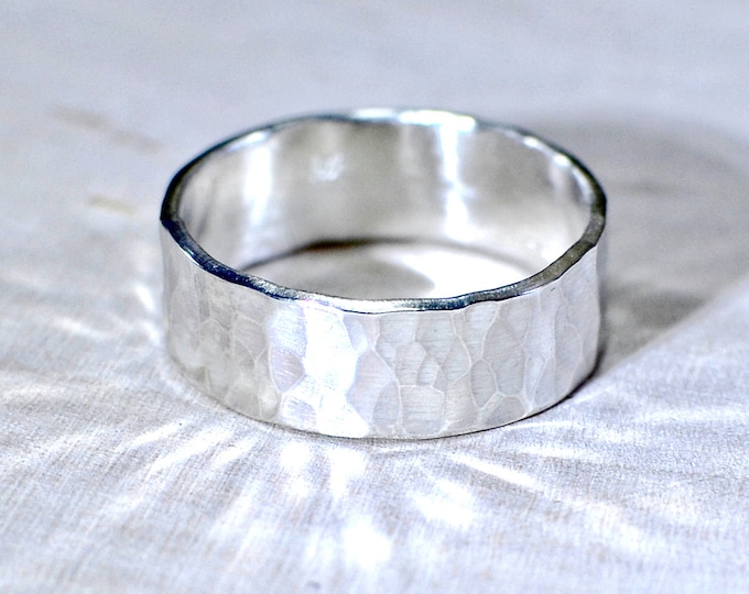 Hammered Sterling Silver Ring Handmade to Blend Bright Sparkle and ...