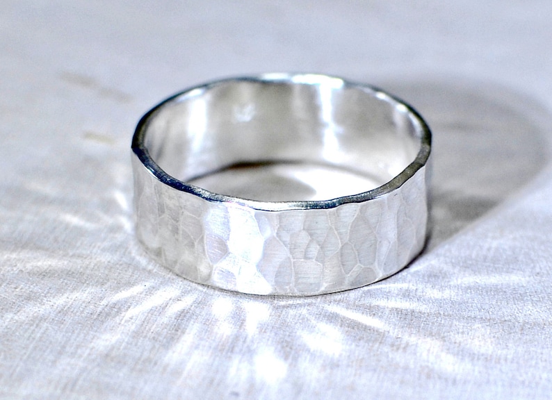 Hammered Sterling Silver Ring Handmade to Blend Bright Sparkle - Etsy