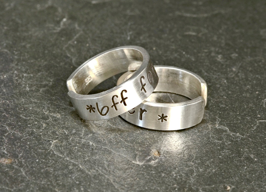 Best Friends Forever Sterling Silver Adjustable Friendship Ring Set ...