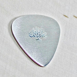 Sterling Silver Guitar Pick Handstamped With a Big Tree - Solid 925 ...