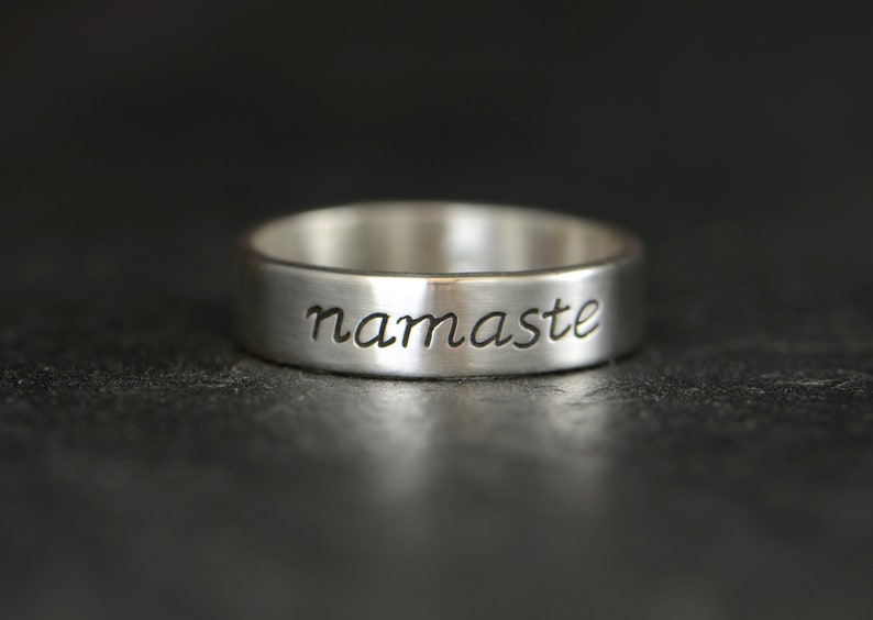 Sterling Silver Namaste Ring for Respect Peace and Yoga | Etsy