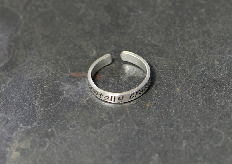Dainty Sterling Silver Toetally Crazy Toe Ring - Pun and Funny Toe Ring ...