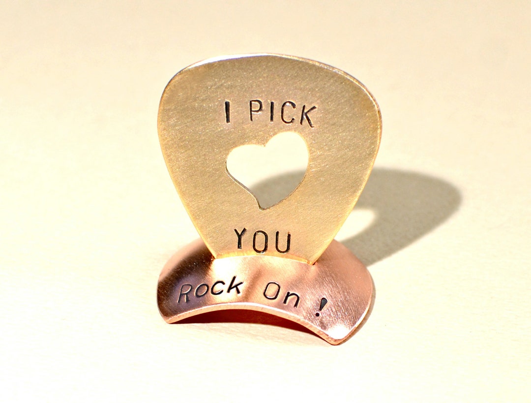 Copper Guitar Pick Stand Rock on Edition - GPS500 - Etsy