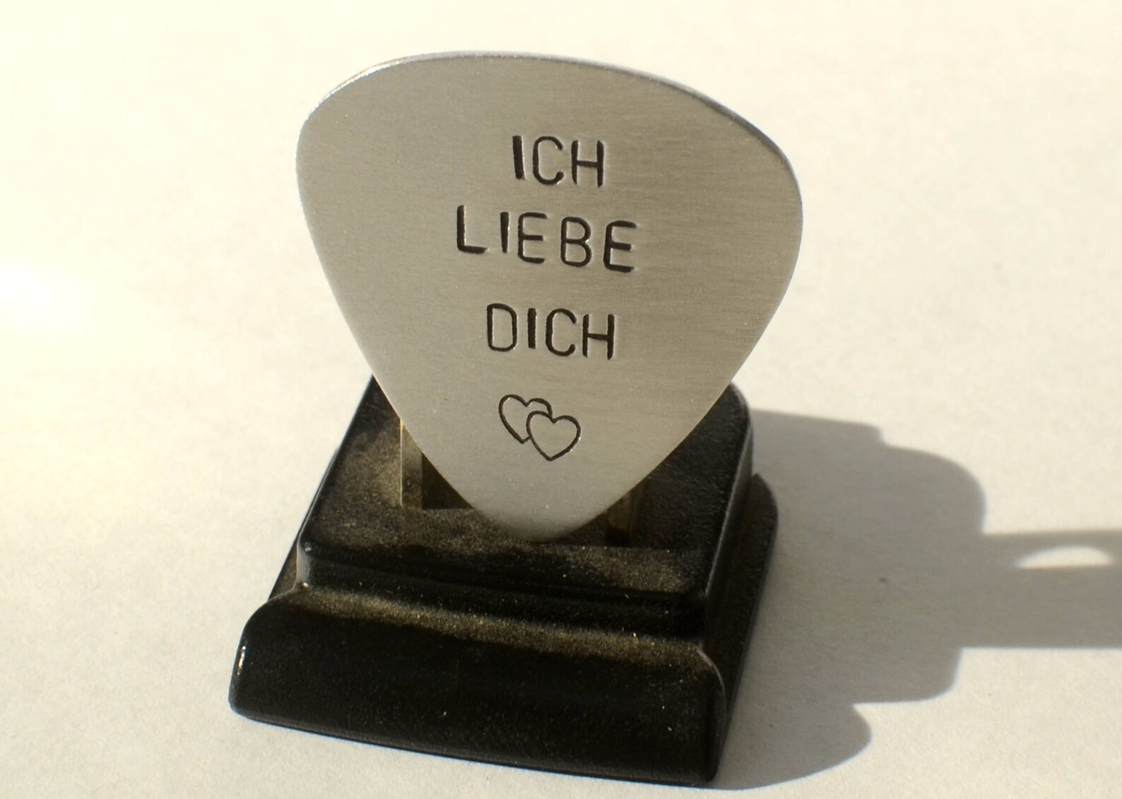 Silver Guitar Pick Ich Liebe Dich Handmade - I Love You in German - Etsy