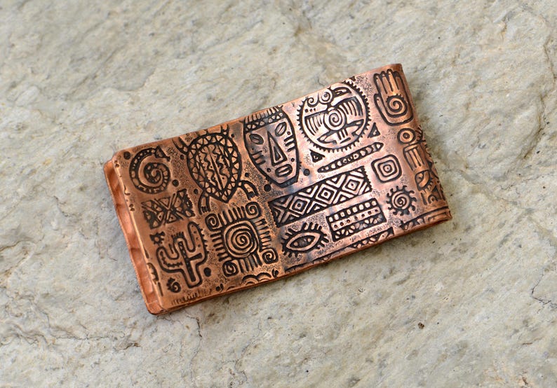Copper Money Clip With a Native Primitive Pattern All Over - Etsy