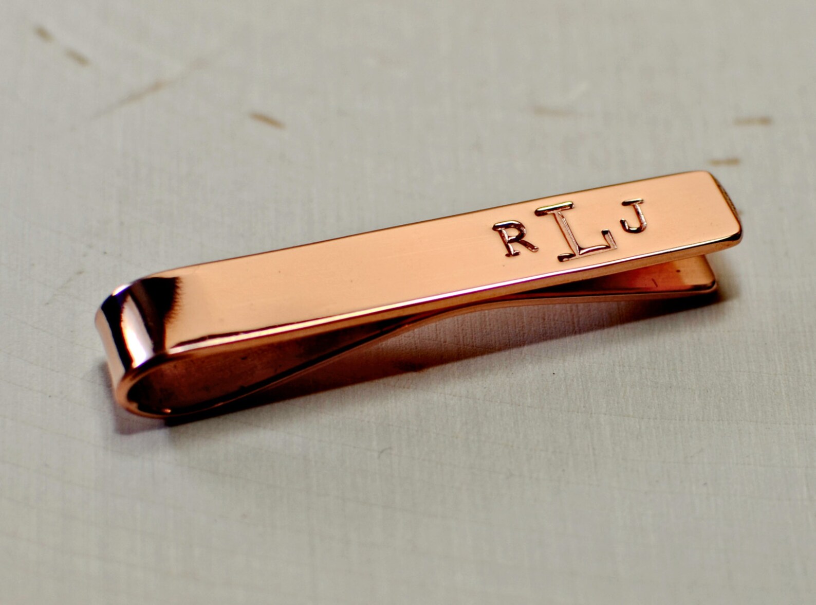 Personalized Monogram Copper Tie Clip for Fashion Statements - Etsy