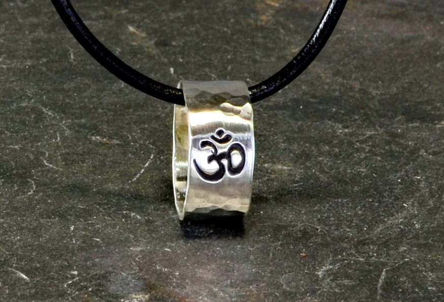 Sterling Silver Om Necklace Ring for Peace Tranquility and | Etsy