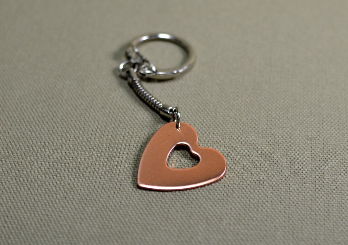 Copper Keyring Heart Heart Shaped Keychain Personalize Me | Etsy