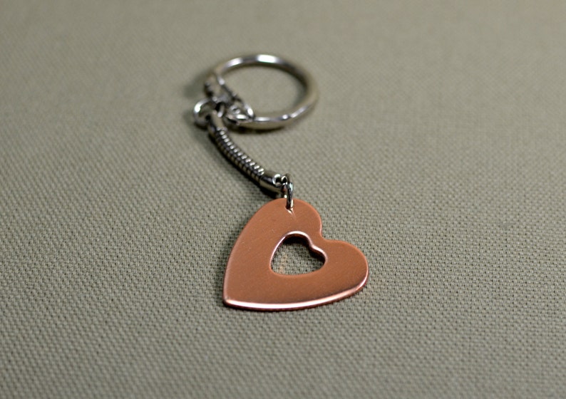 Copper Keyring Heart Heart Shaped Keychain Personalize Me | Etsy