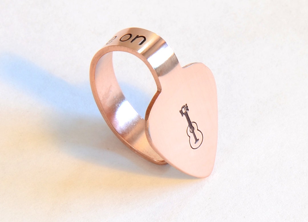 Copper Thumb Pick With You Tune Me on – Custom Finger Guitar Picks ...