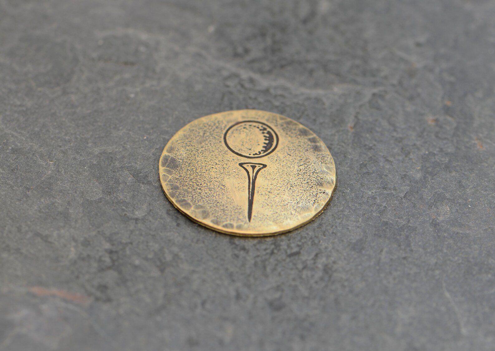 Golf Marker With Rustic Golf Ball on Tee in Brass - Etsy