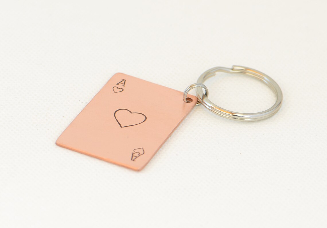 Playing Card Copper Keychain With Space to Personalize on Back - Etsy