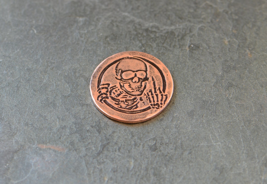Copper Golf Ball Marker With Skeleton and Middle Finger - Lottery ...