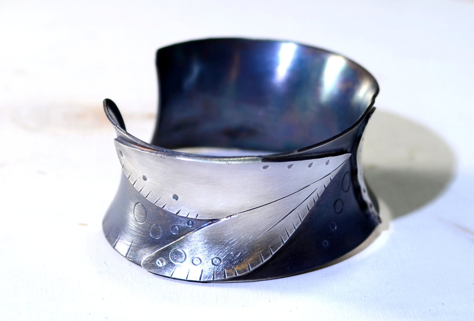 Sterling Silver Dragonfly Cuff Bracelet With Anticlastic Shape and ...